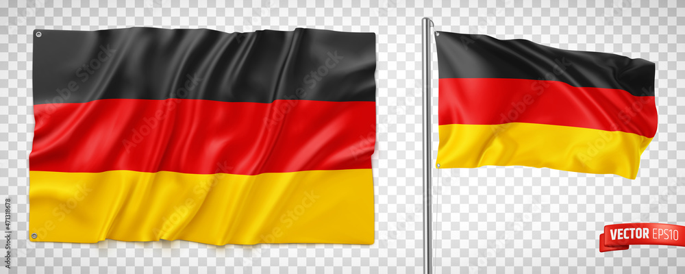 Vector realistic illustration of German flags on a transparent ...