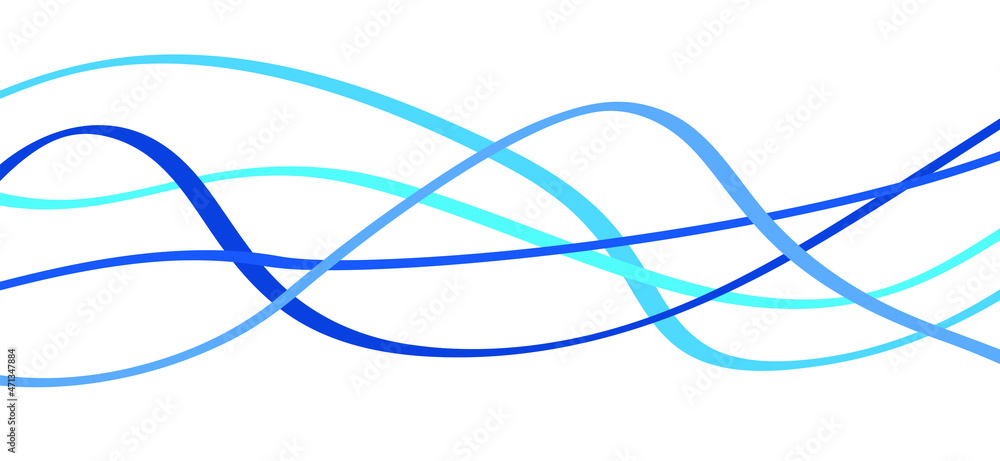 Blue curved wave stripes. Line pattern, waving banner. Vector stripe ...