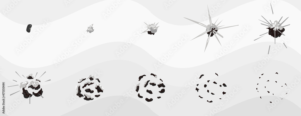 Sprites Of A Black Bean Exploding. Black Grain Explosion Sprite Sheet ...