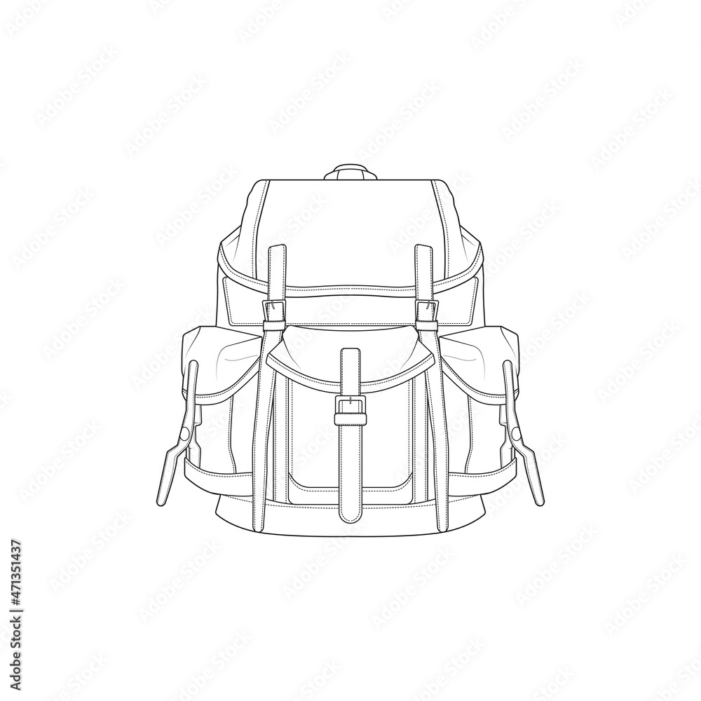 Backpack outline drawing vector, Backpack in a sketch style, trainers ...