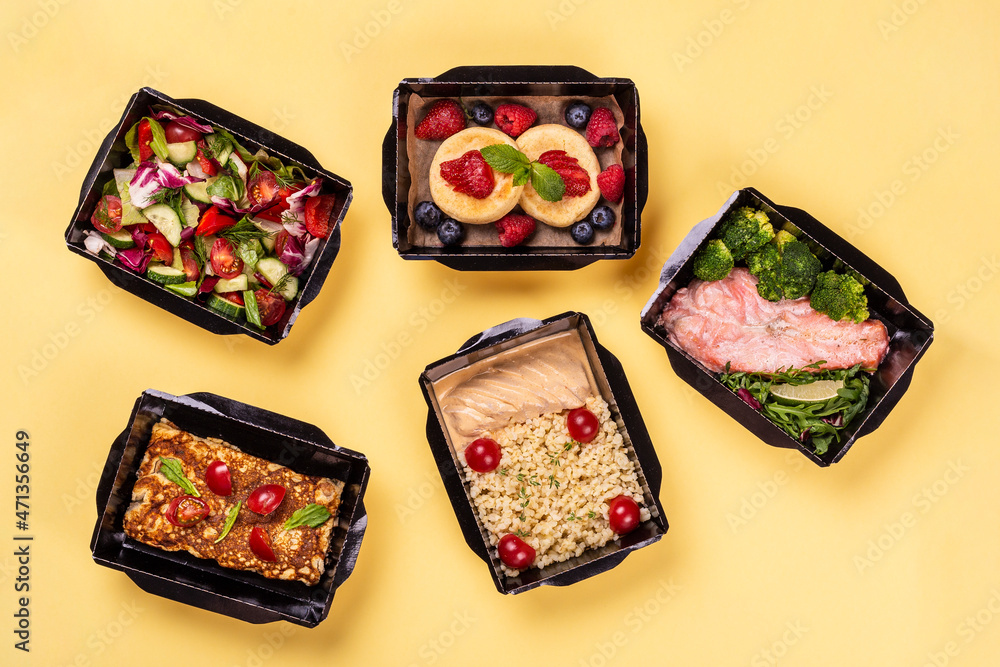 Catering food with healthy balanced diet delicious lunch box boxed take ...