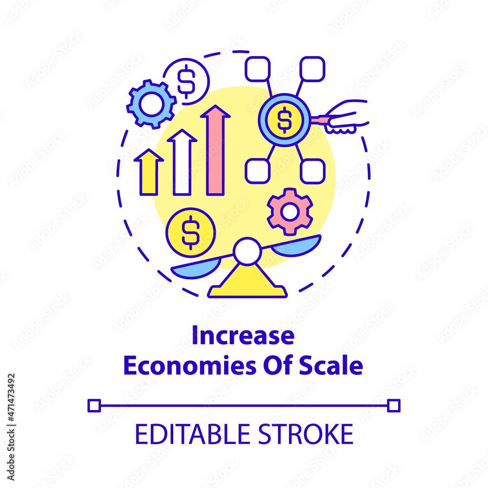 Increase economies of scale concept icon. Importance of business ...