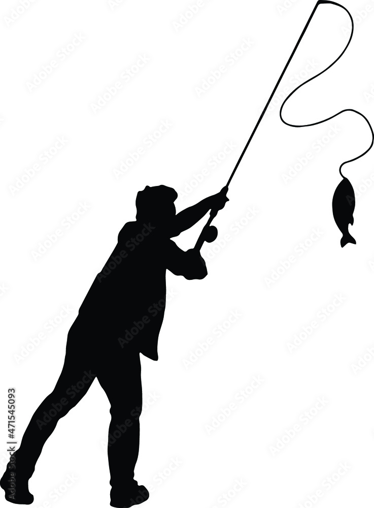 Vetor Fisherman Silhouettes SVG Fishing SVG Fisher Silhouette do Stock ...