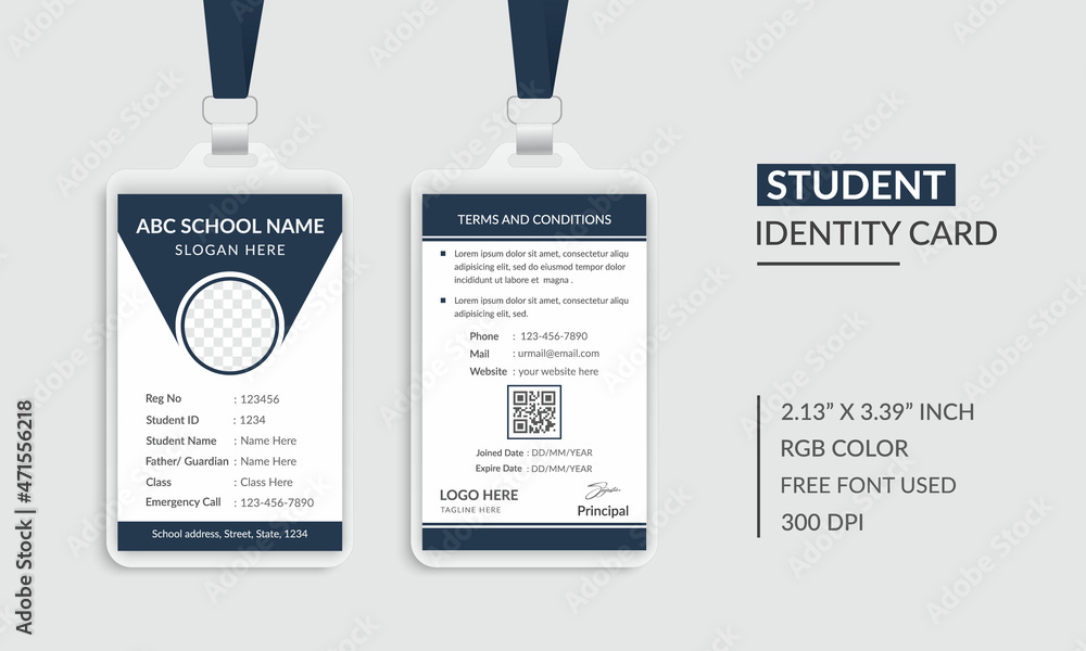 Student Id Card Template Design for Your School or College Stock Vector ...