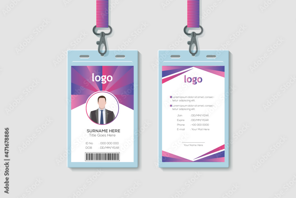 Multipurpose Office Vertical Double-sided ID Card Design Template Stock ...