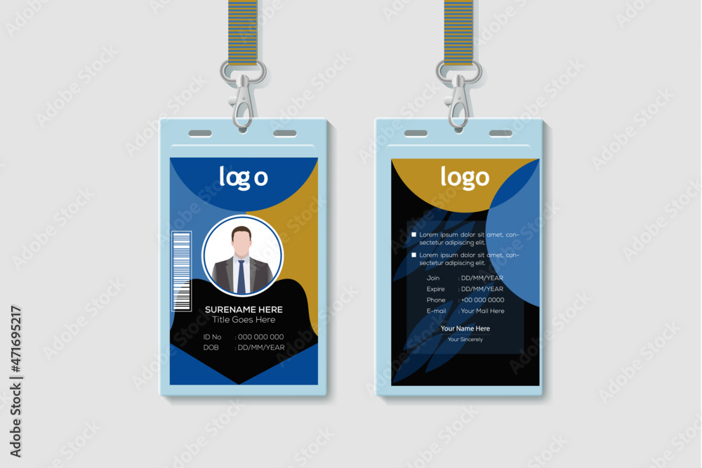 Modern And Clean Office Vertical Double-sided ID Card Design Template ...