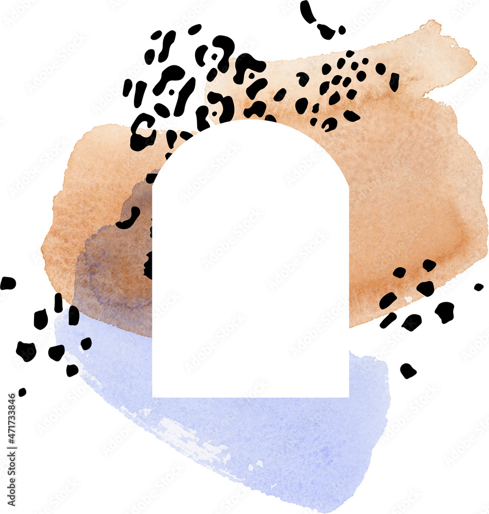 animal print digital frames abstract art watercolor clipart, leopard ...