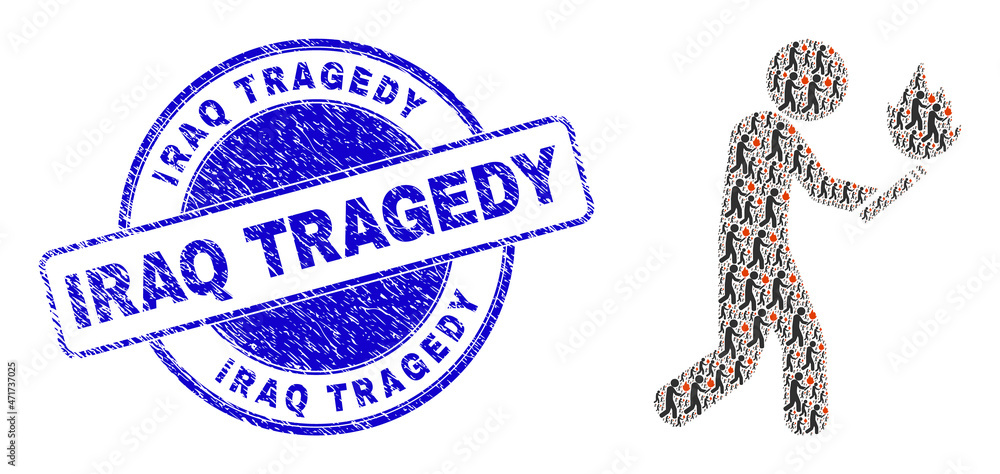 Vector fire arsonist icon collage is created of scattered recursive ...