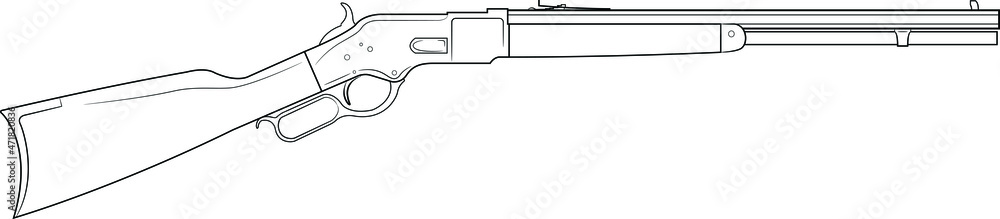 Lever-action Winchester M1866 Rifle Stock Vector | Adobe Stock