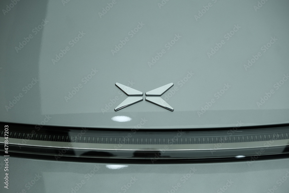 Shanghai.China-nov.27th 2021: Close up XPeng Motors car logo. XPeng ...
