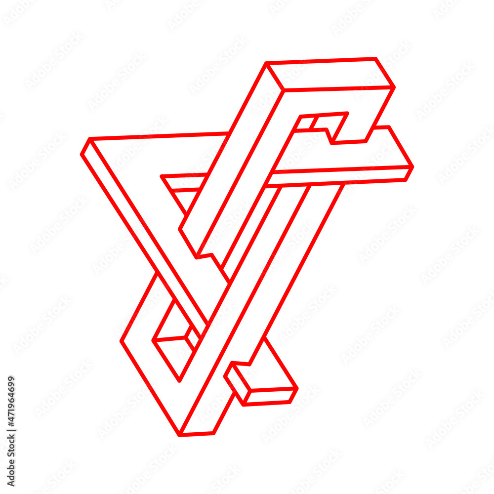 Impossible optical illusion shapes. Logo. Optical art objects. Impossible figure. Line art ...