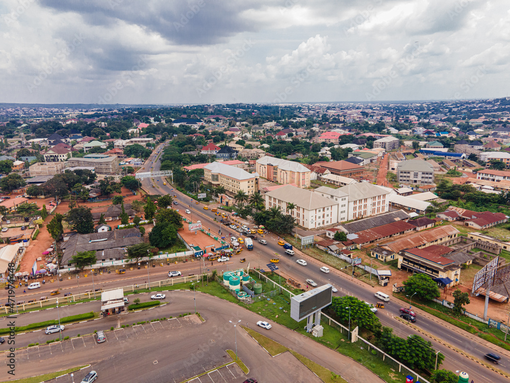 An aerial view of the city of Enugu Stock Photo | Adobe Stock