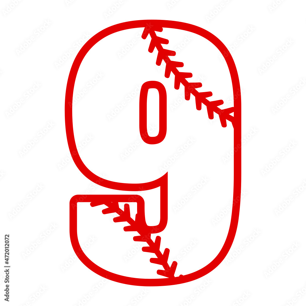 Number 9 with Baseball, Number nine with an animal pattern for a ...