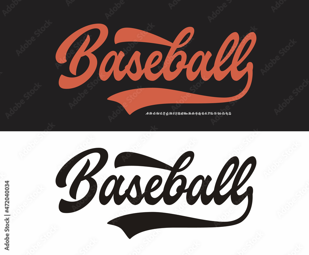Baseball typeface. Original Retro Script Font. Vector Stock Vector | Adobe Stock