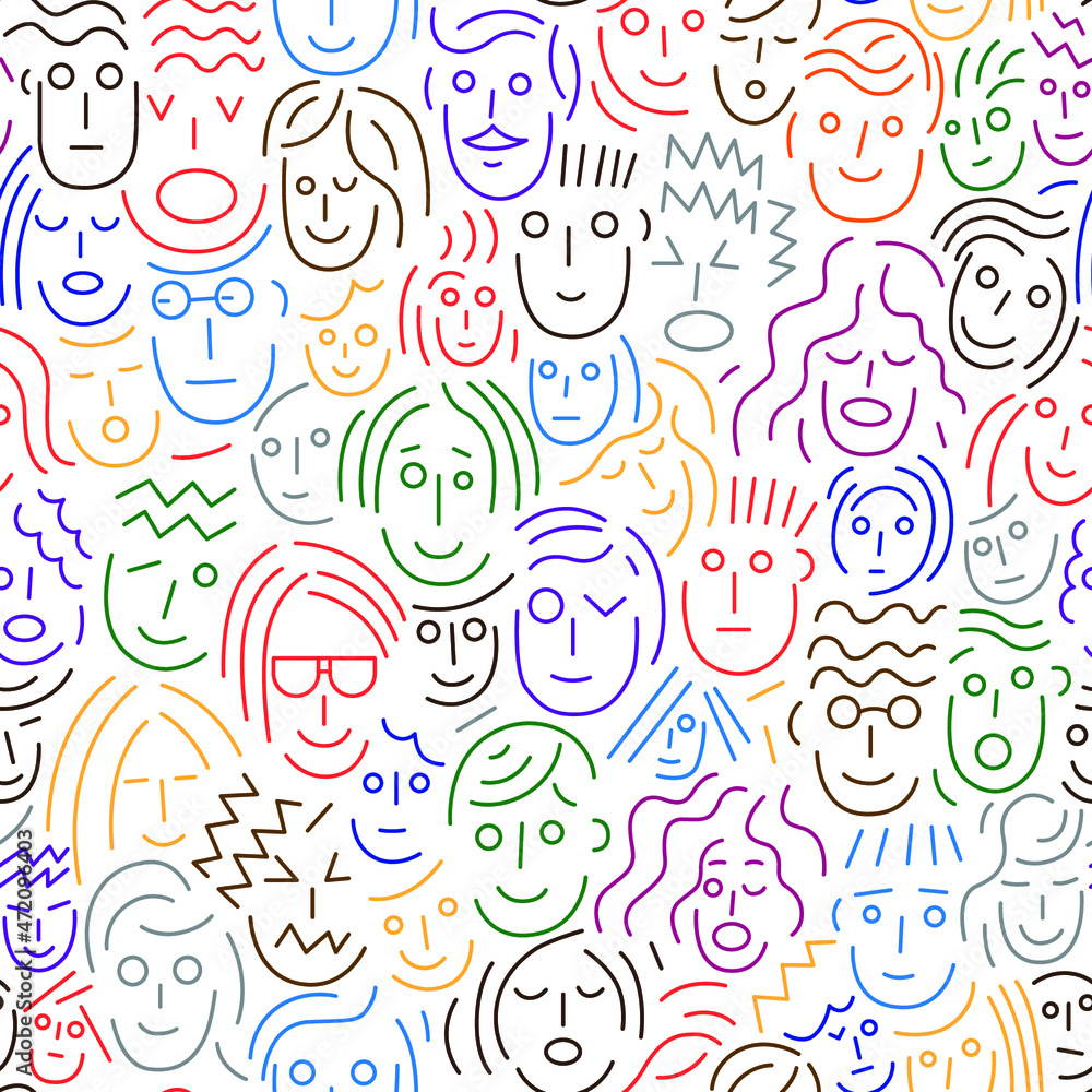 faces of people seamless vector background Stock Vector | Adobe Stock