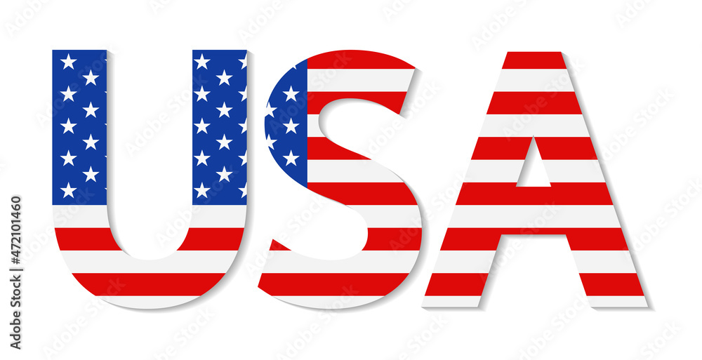 Usa flag on word. Logo with text and usa flag. Icon for american made ...