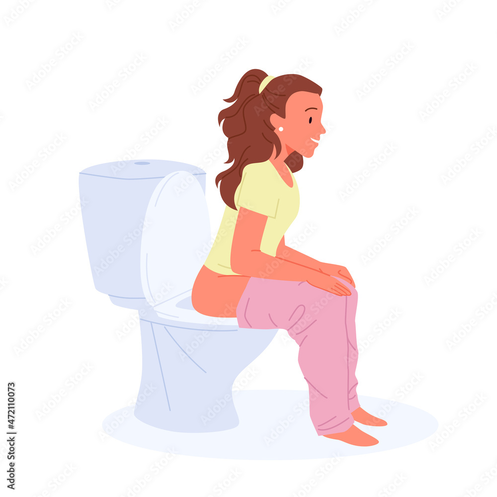 Vector de Stock Girl sitting on toilet in correct position vector ...