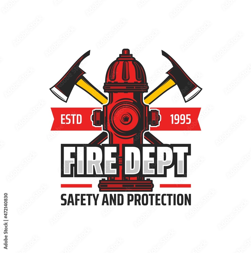 Image vectorielle Stock Firefighting icon of red hydrant and crossed ...