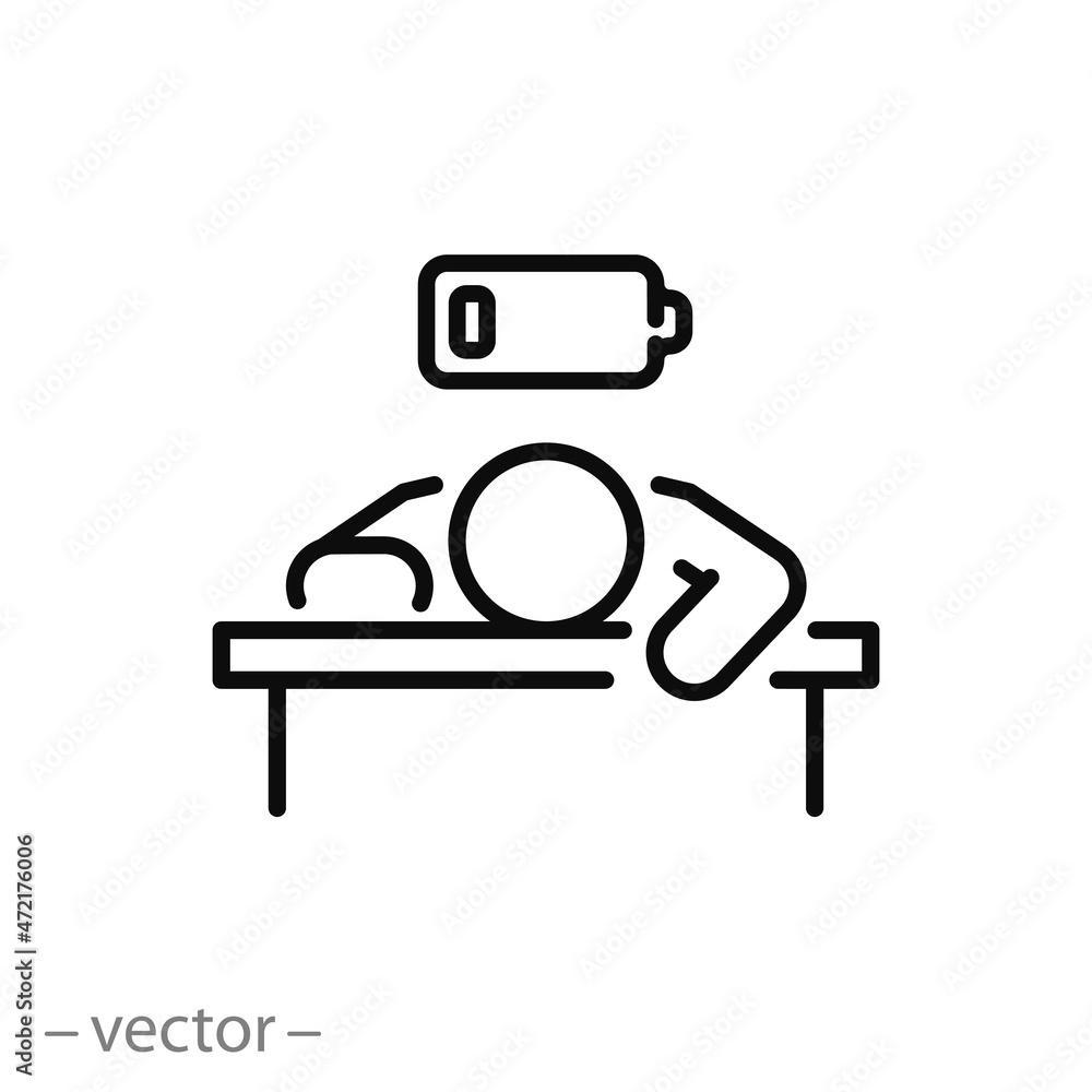 Vetor tired person in the workplace, tiredness or burnout icon, low ...
