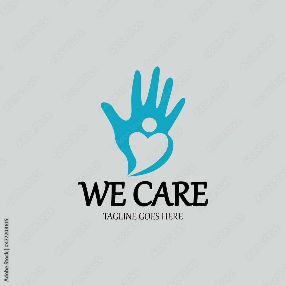 We care logo design template. Vector illustration Stock Vector | Adobe Stock