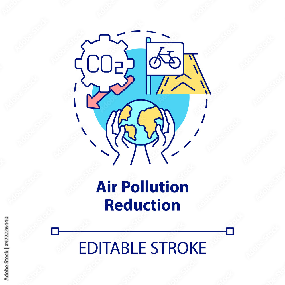 Air pollution reduction concept icon. Bike sharing goal abstract idea ...