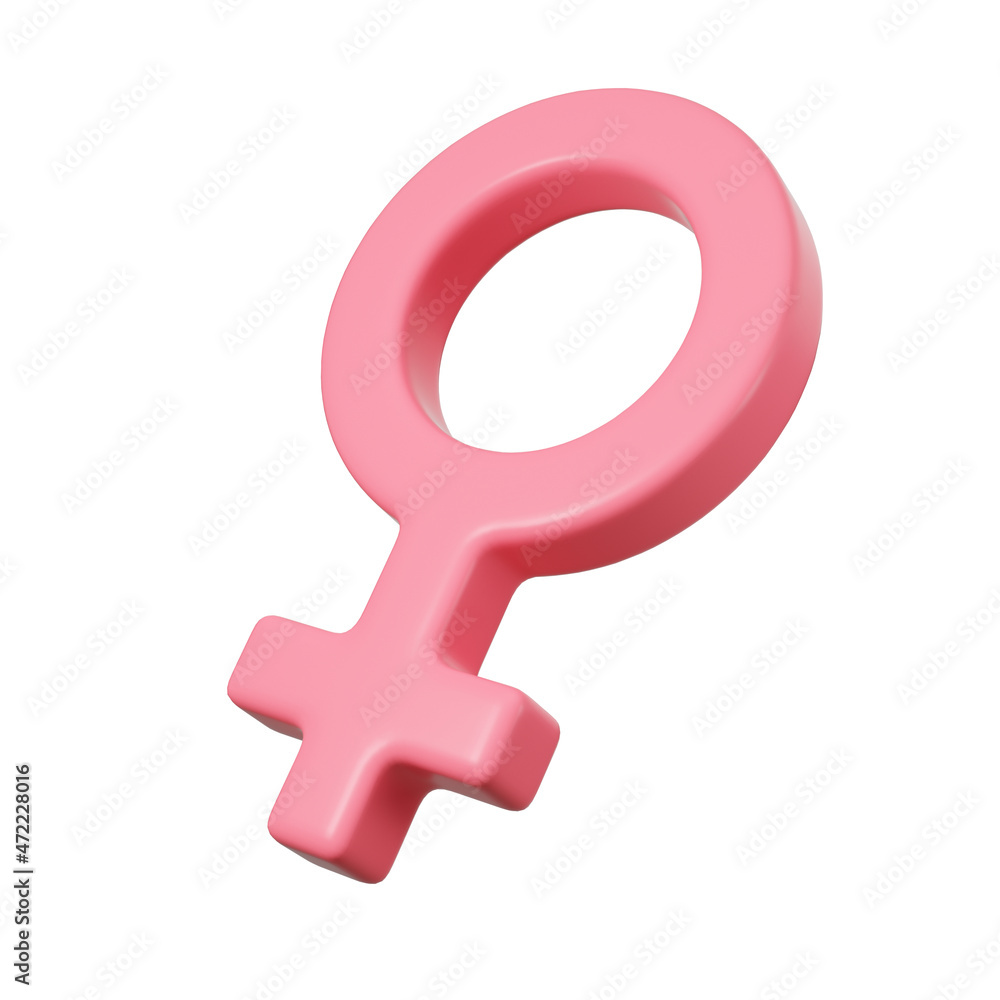 Pink Female sign. 3d rendering illustration. Stock Illustration | Adobe ...
