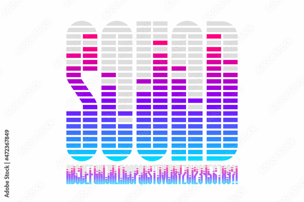 Sound wave rhythm style font design, alphabet letters and numbers ...