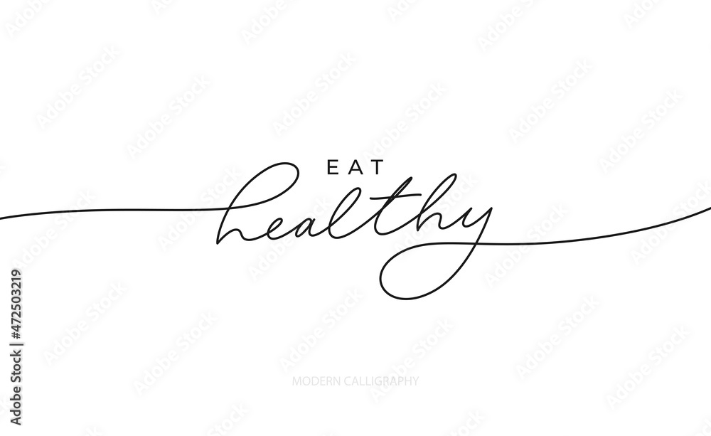 Live healthy vector linear lettering with swashes. Vector logo design ...