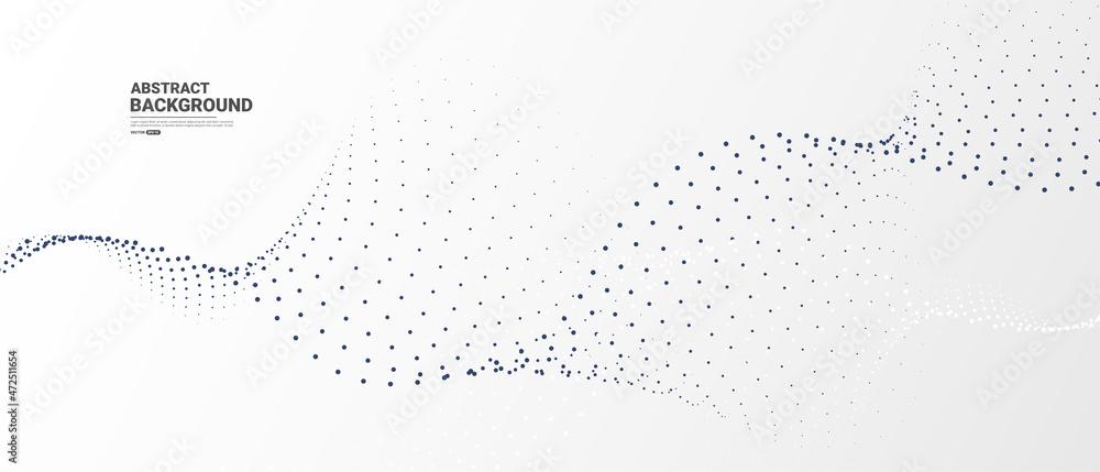 White abstract background with flowing particles. Digital future ...