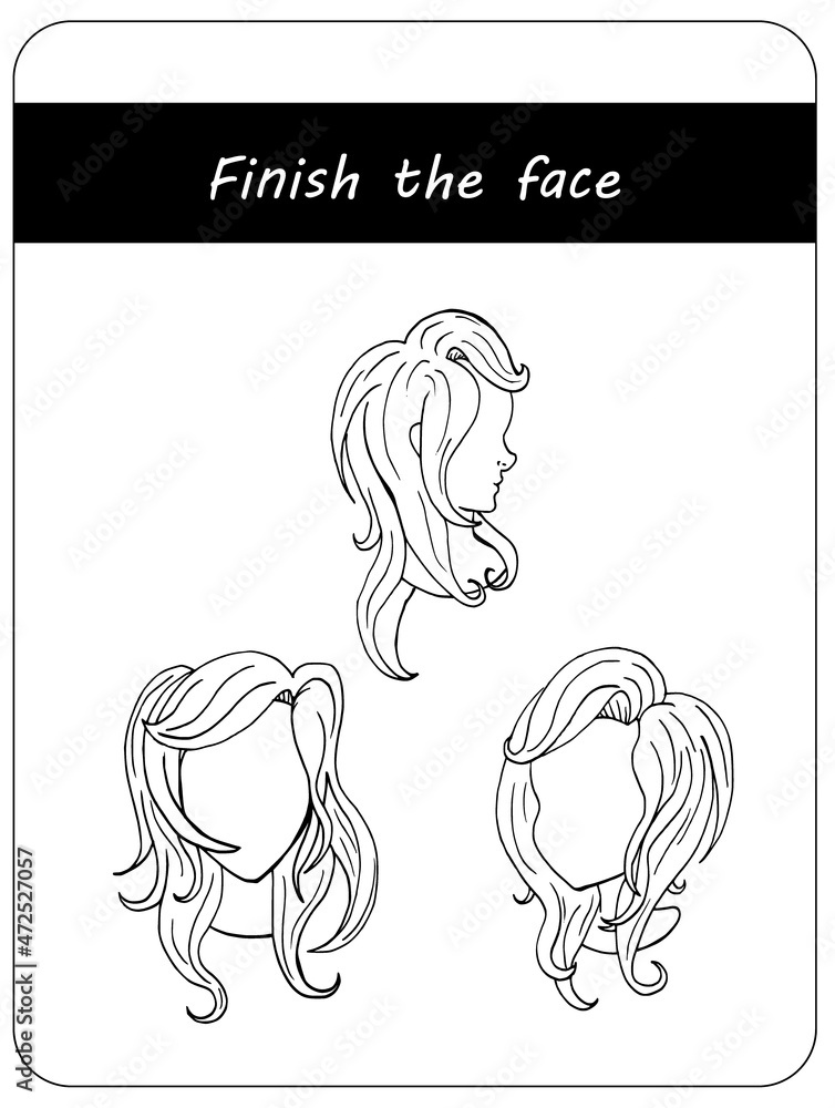 Worksheet. Game for kids, children. Complete the picture. Finish the ...