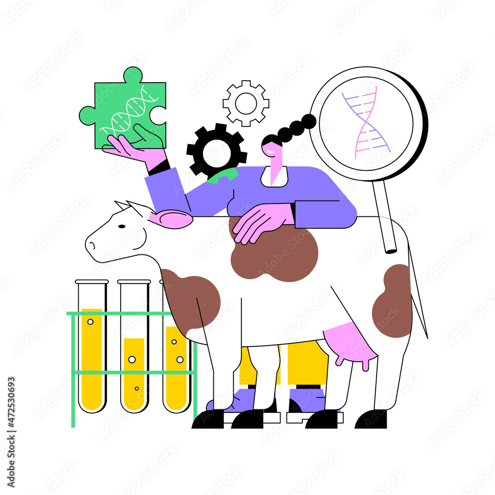 Genetically modified animals abstract concept vector illustration. Genetically modified food ...