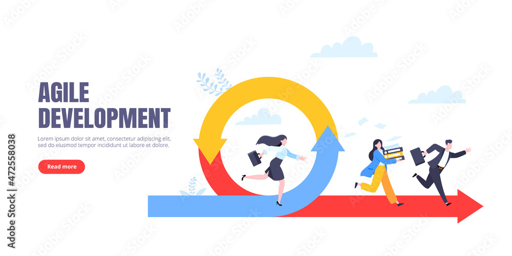 Agile development methodology business concept flat style design vector illustration isolated on ...