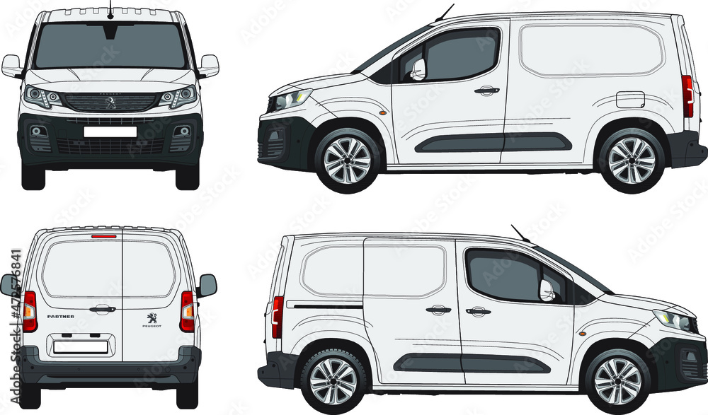 Stockvektorbilden Peugeot Partner commercial delivery van template ...