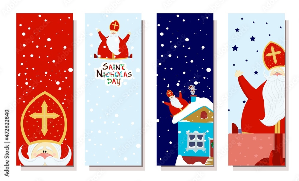 Vertical banner for the day of saint nicholas. Sinterklaas. Winter ...