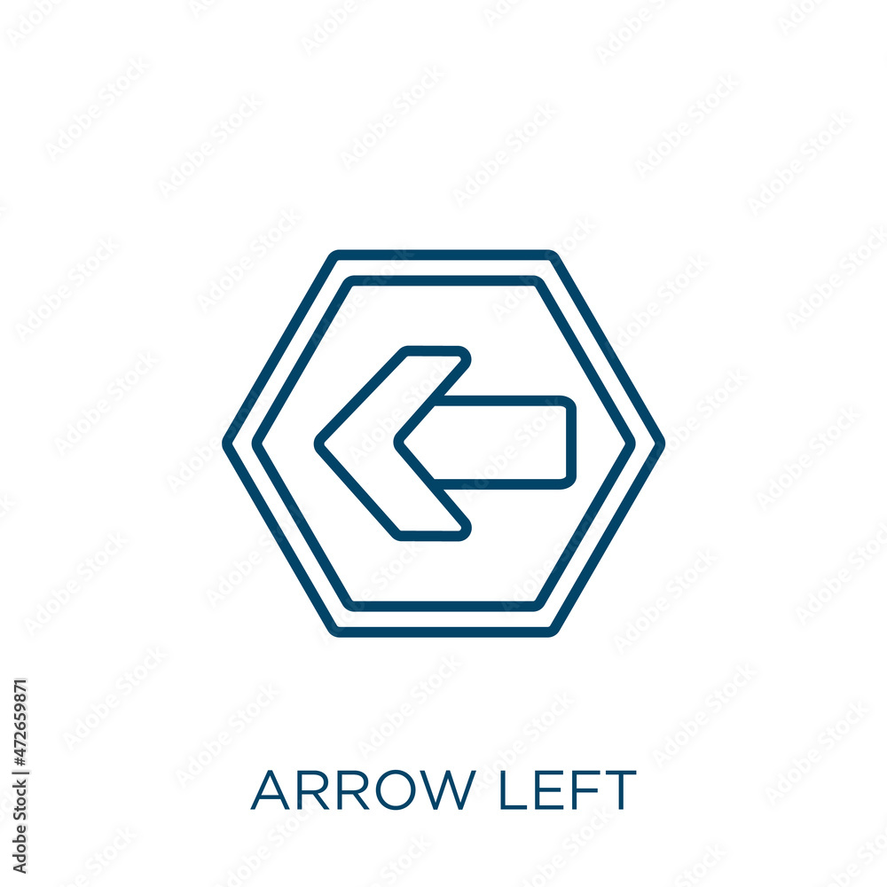 arrow left icon. Thin linear arrow left outline icon isolated on white ...