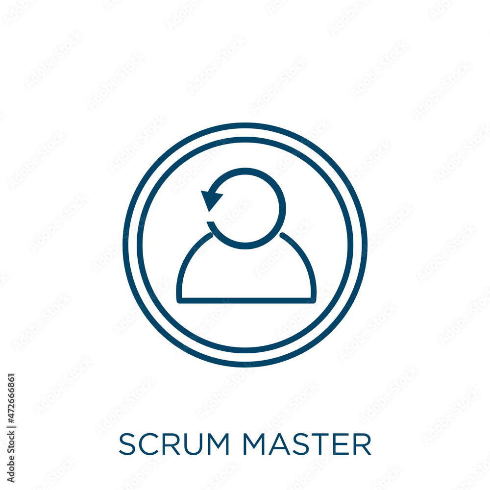 scrum master icon. Thin linear scrum master outline icon isolated on ...