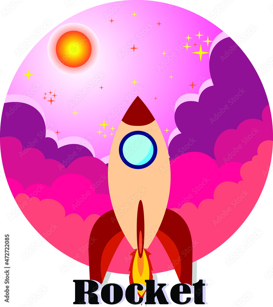 2d animation of a rocket in space flying, 2 dimensional rocket vector ...