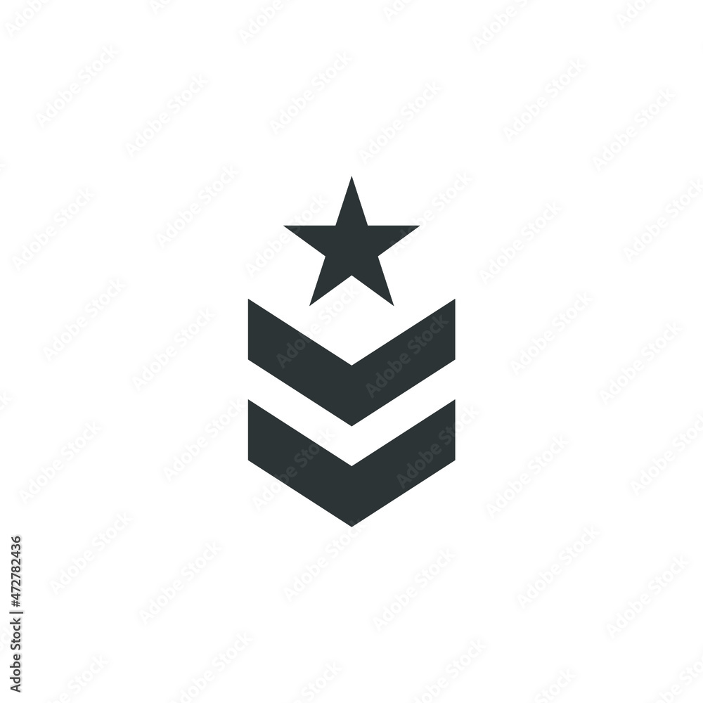 Vector sign of the Military Rank Badge Emblem symbol is isolated on a ...