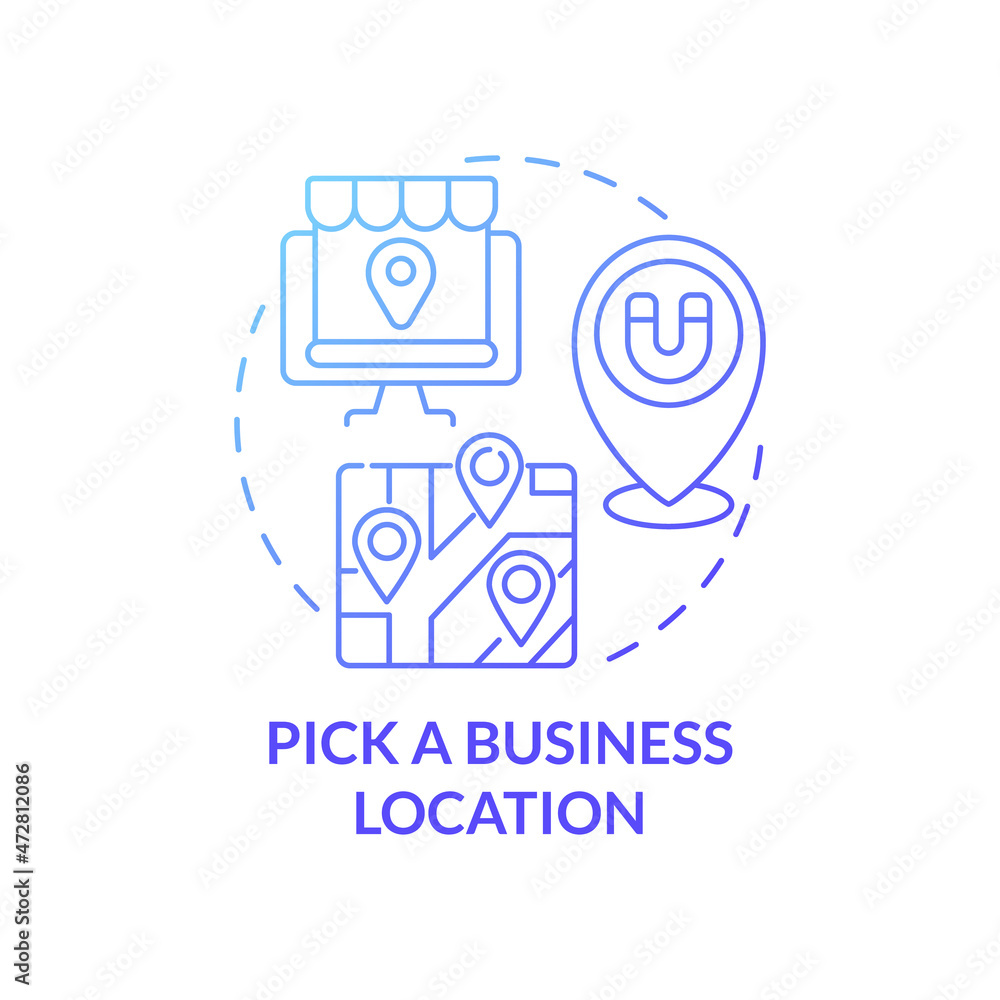 Pick business location gradient concept concept icon. Marking on map ...