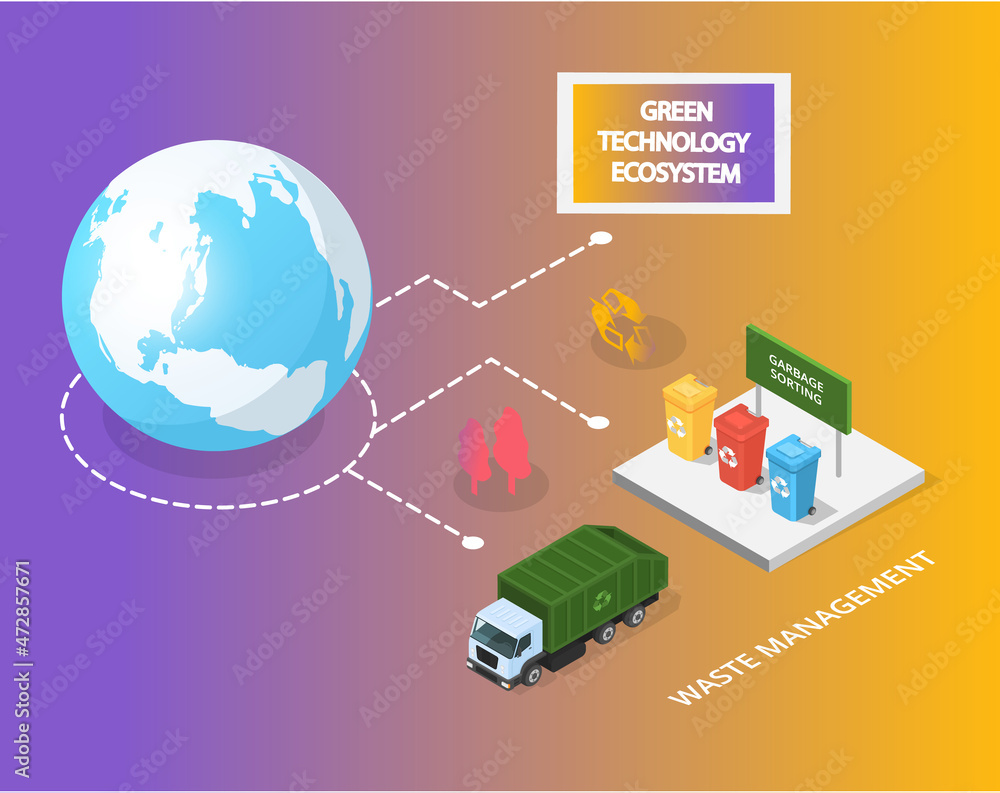 Ecological ecosystem and pollution. Innovative green technology, green ...