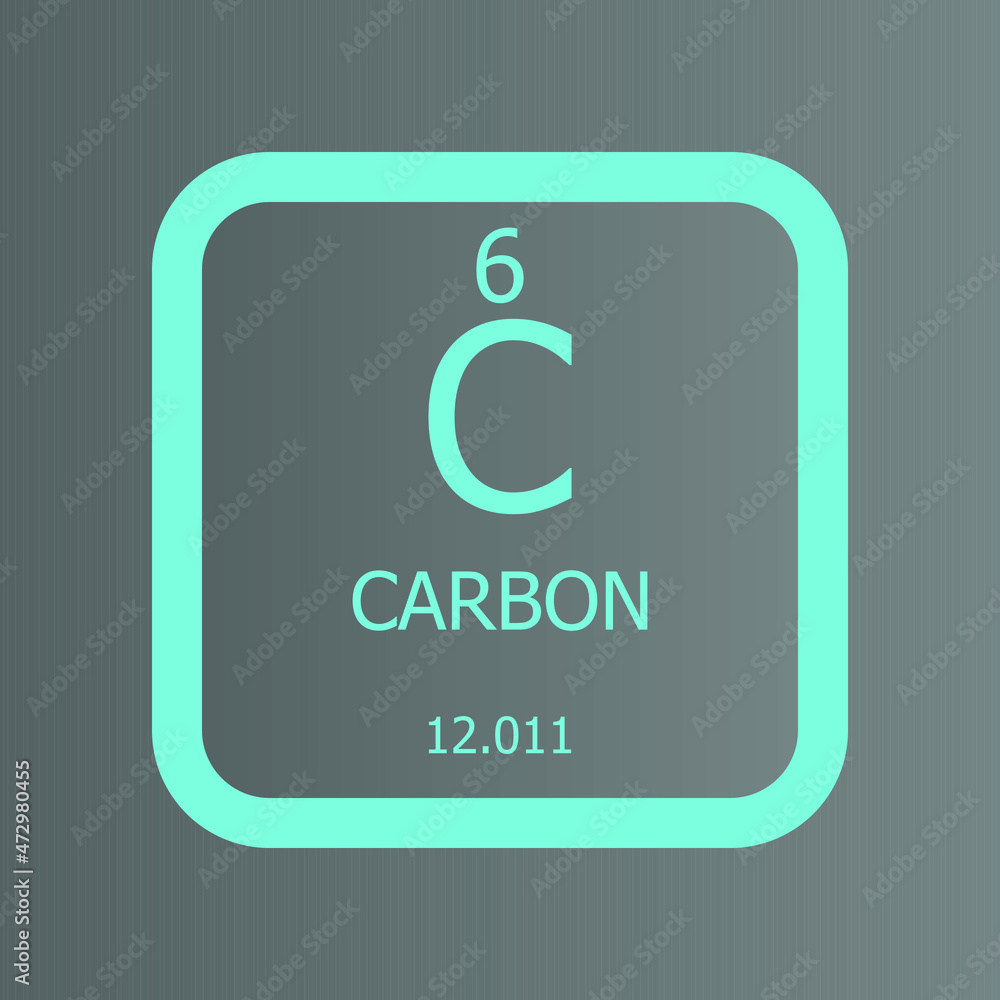 Carbon C Chemical Element vector illustration diagram, with atomic ...