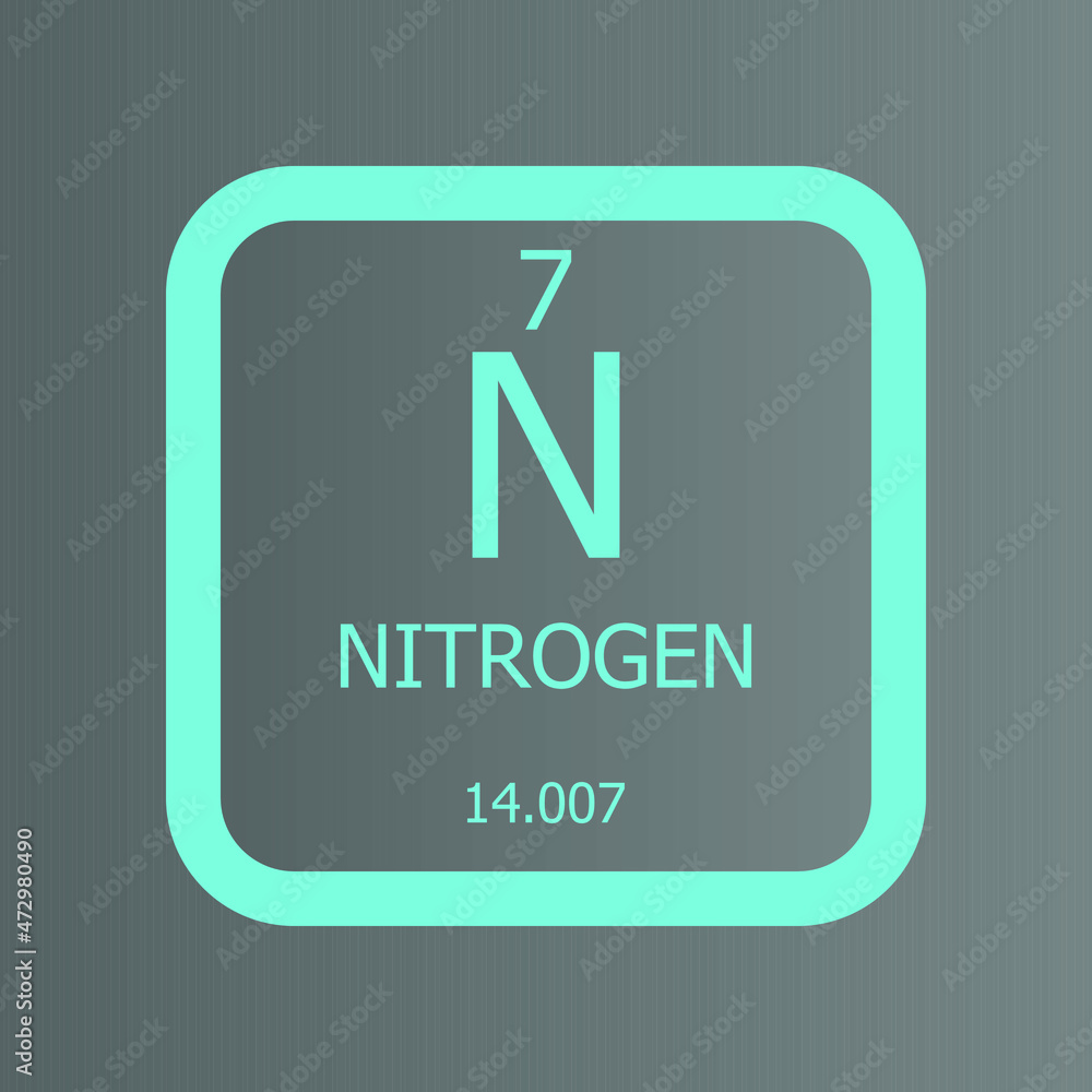 Nitrogen N Chemical Element vector illustration diagram, with atomic ...