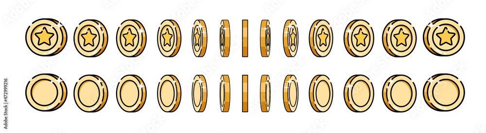 Coin turnaround, rotation at different angles for animation. Animation ...