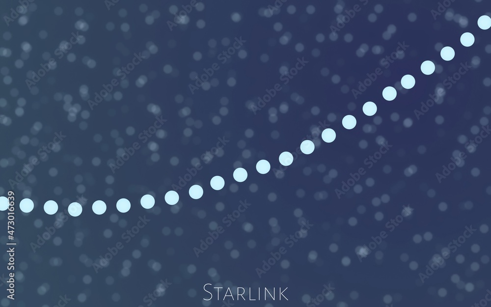 Concept of starlink satellites. Starlink satellite chain in night over ...