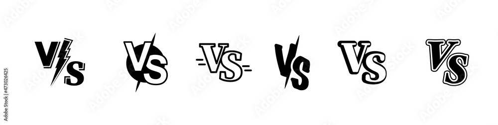 Set of versus logo letters. Collection of VS versus letters icons. VS ...