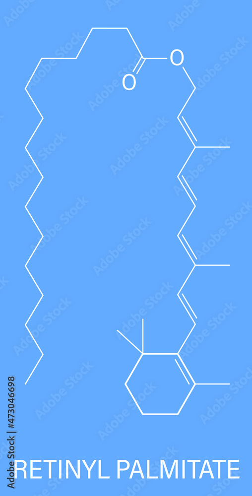 Retinyl palmitate vitamin supplement molecule. Ester of vitamin A ...