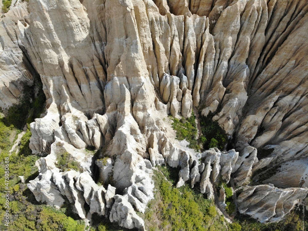 Foto de Stock New Zealand, Clay Cliffs are amazing land formations made ...