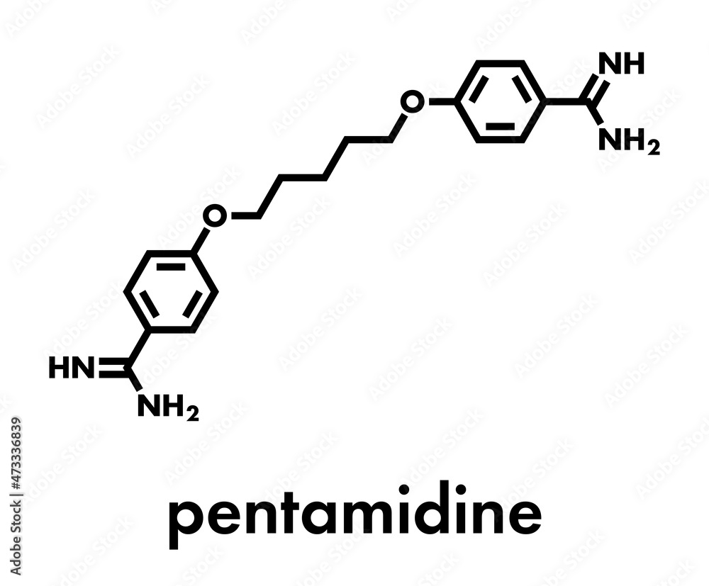 Pentamidine antimicrobial drug molecule. Used in treatment of ...