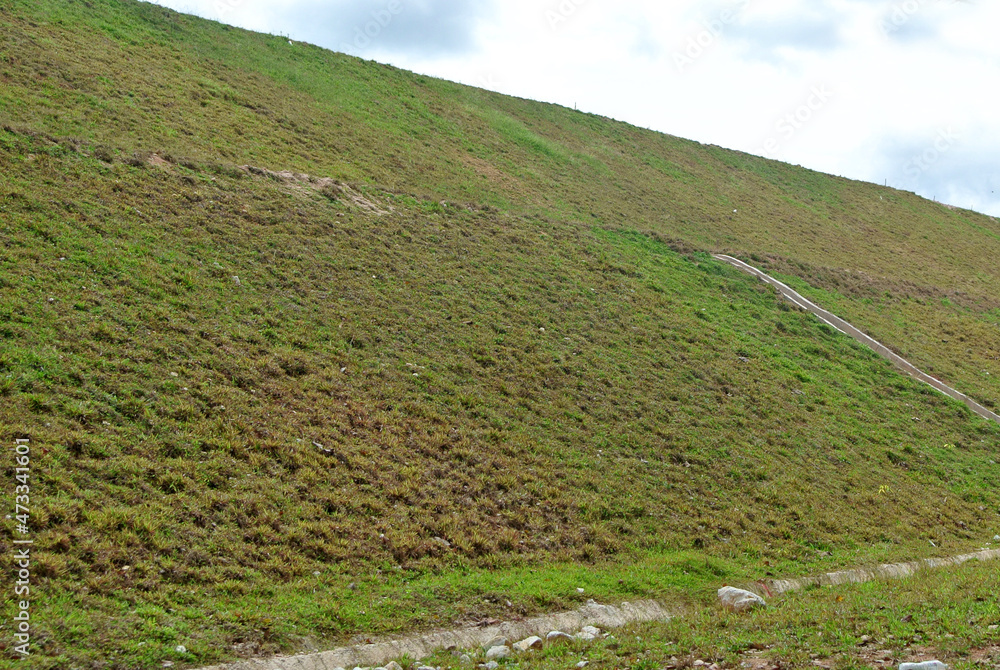 Permanent slope protection with grass using the hydroseed method. The ...