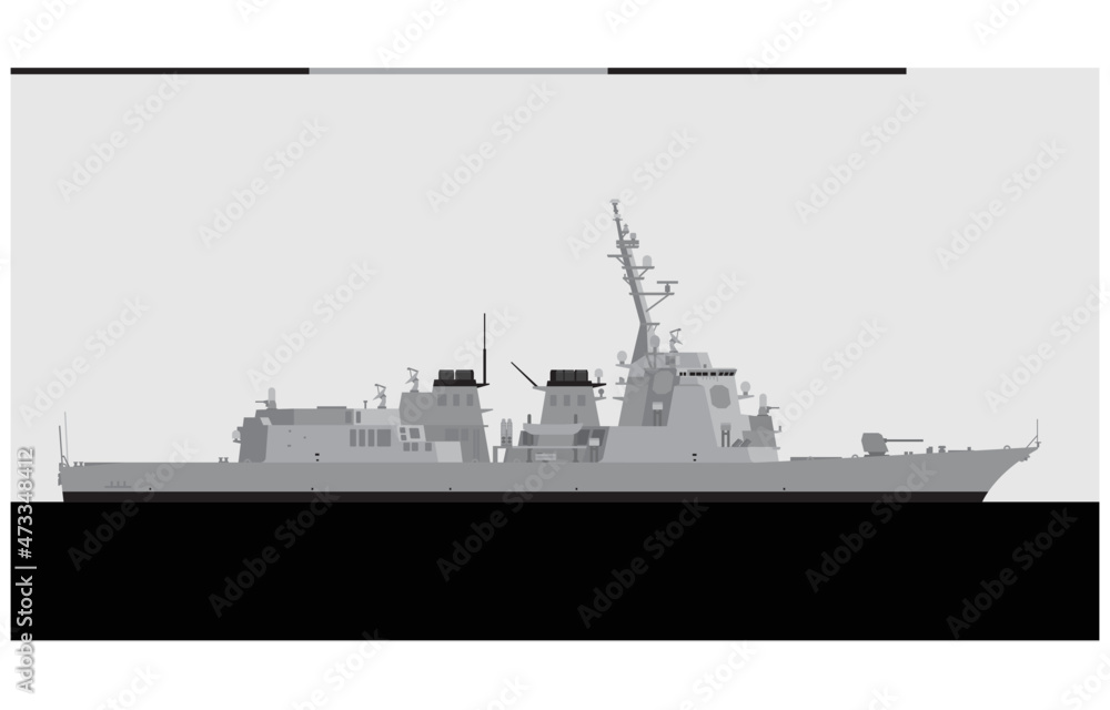 ATAGO class. Japan navy guided missile destroyer. Vector image for ...